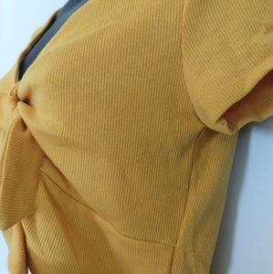 Tops | Burnt Yellow Double Tie Crop Top Vsco | Poshmark
